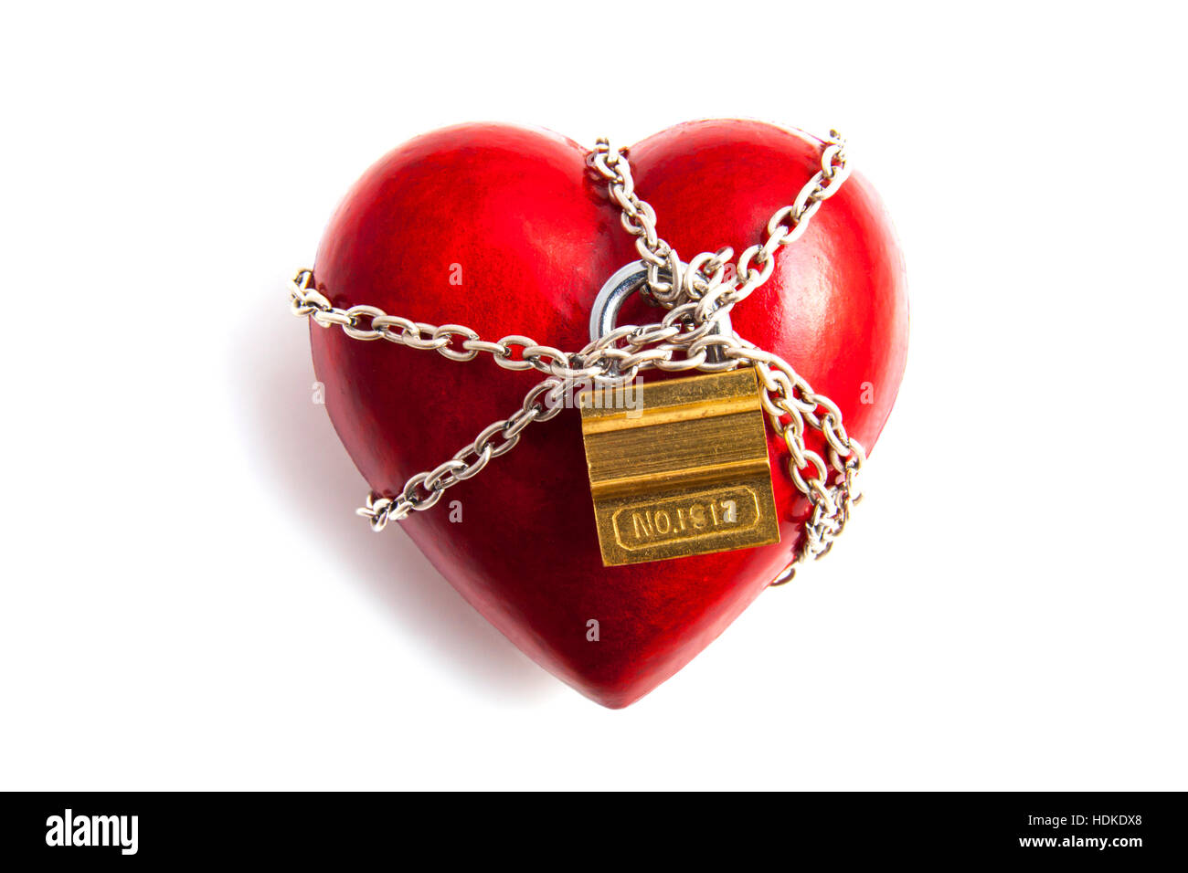 Red heart with chains isolated over white Stock Photo - Alamy
