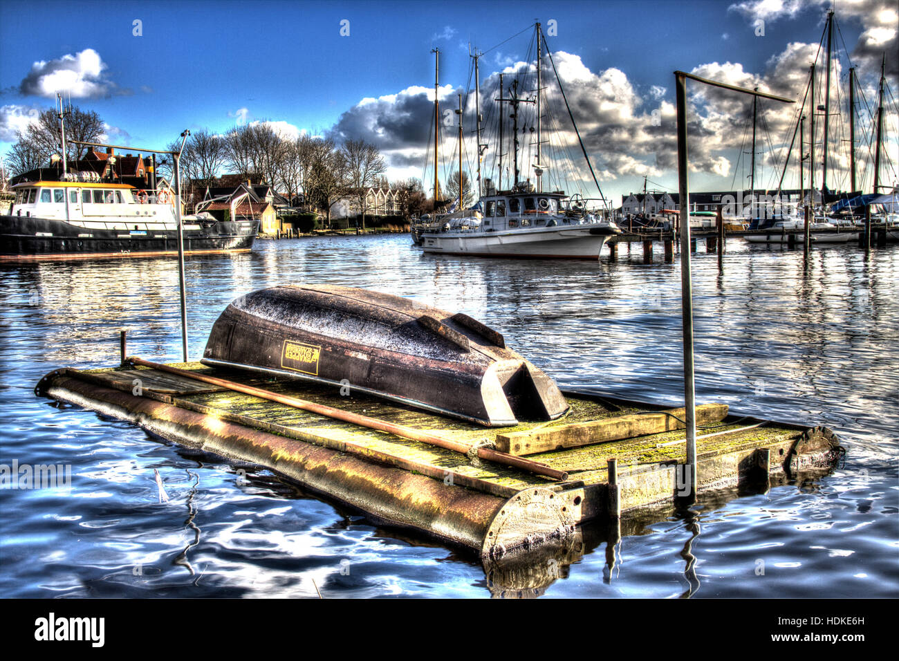 Dutch harbor in hdr with blue skies Stock Photo - Alamy
