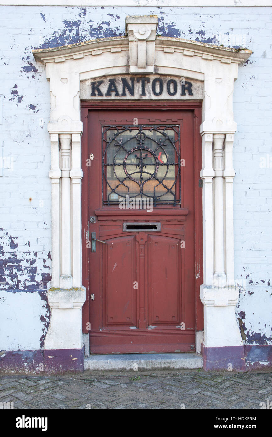 Old vintage dutch office door for background use Stock Photo - Alamy