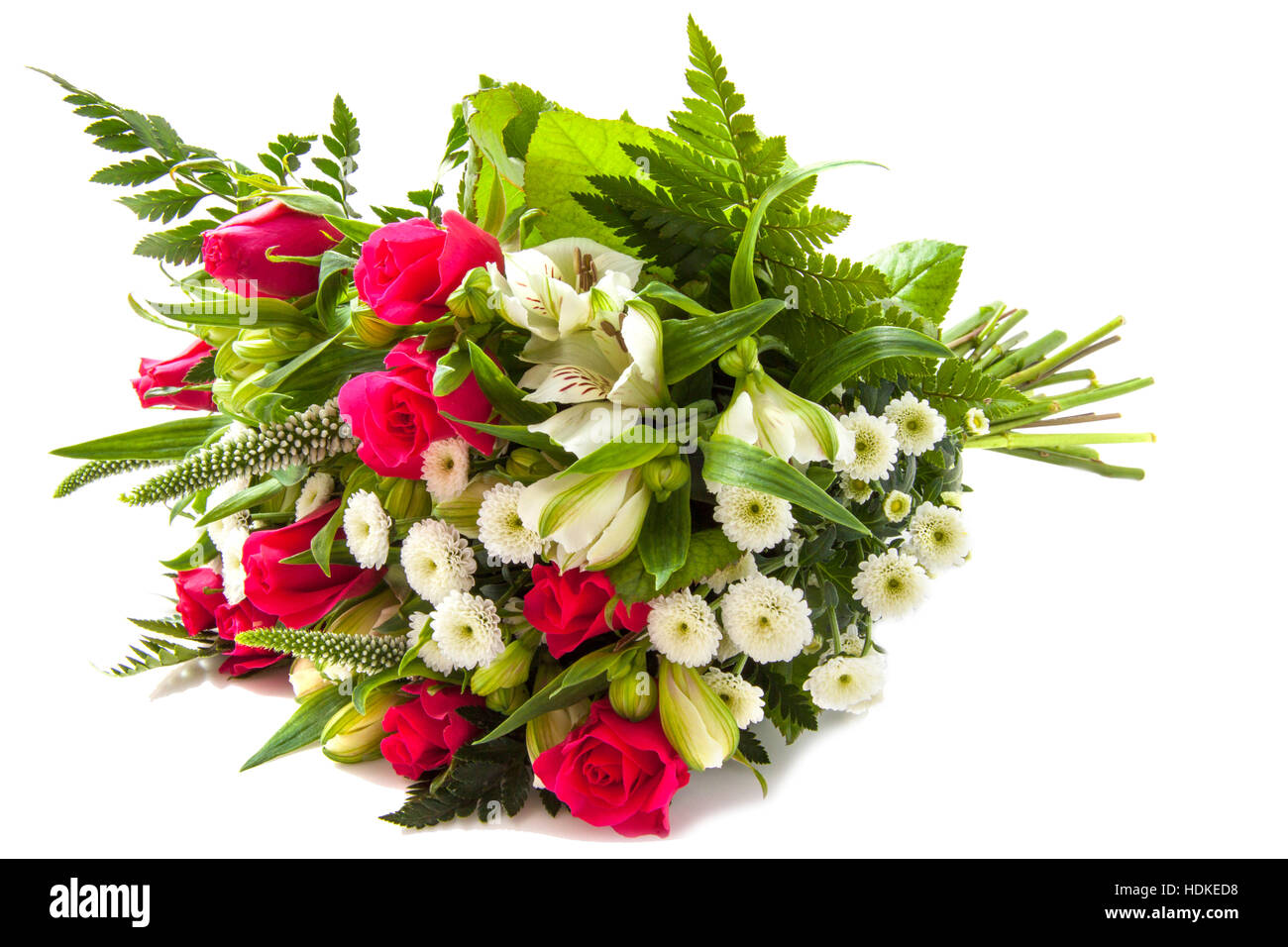Beautiful bouquet with pink roses isolated over white Stock Photo - Alamy