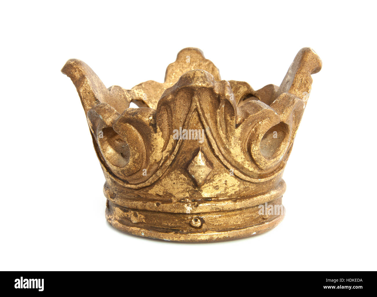 Old vintage golden crown isolated over white Stock Photo - Alamy
