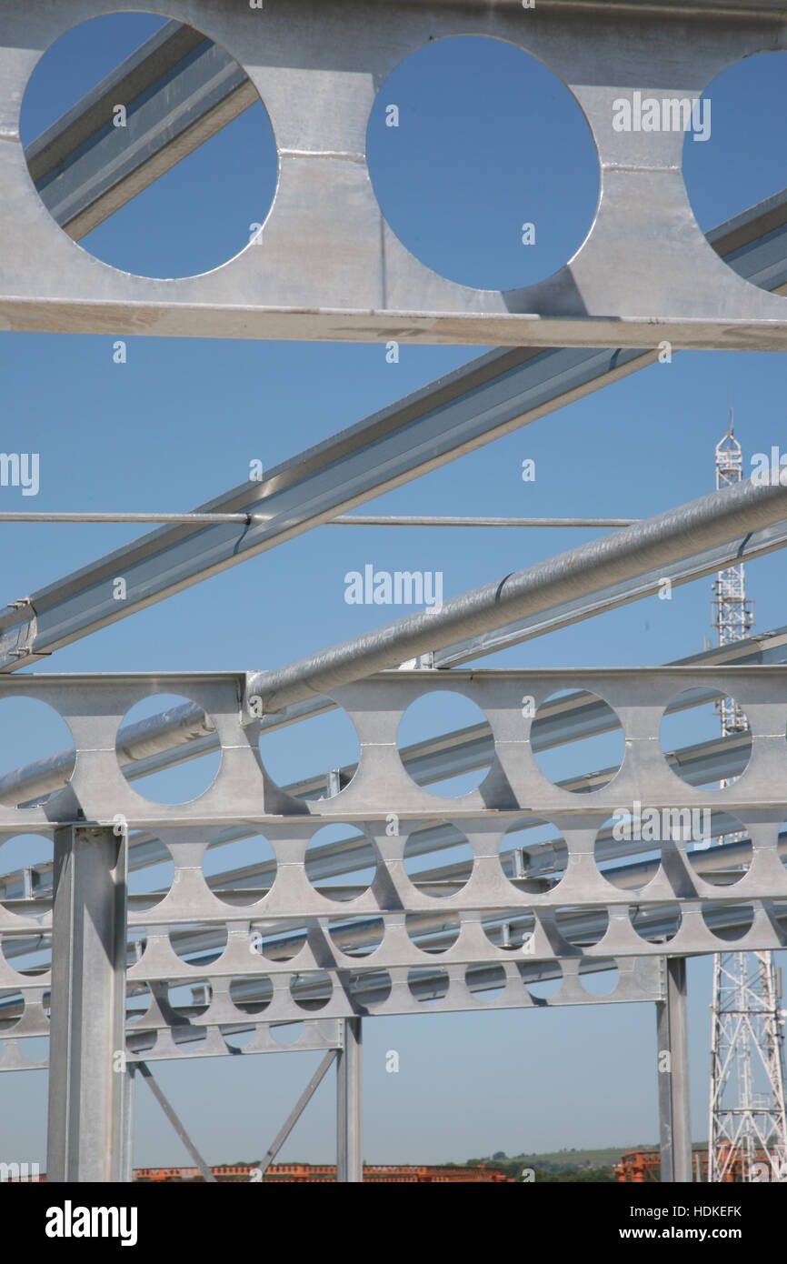 Construction site with PCC plank floor deck,structural steel frame and ...