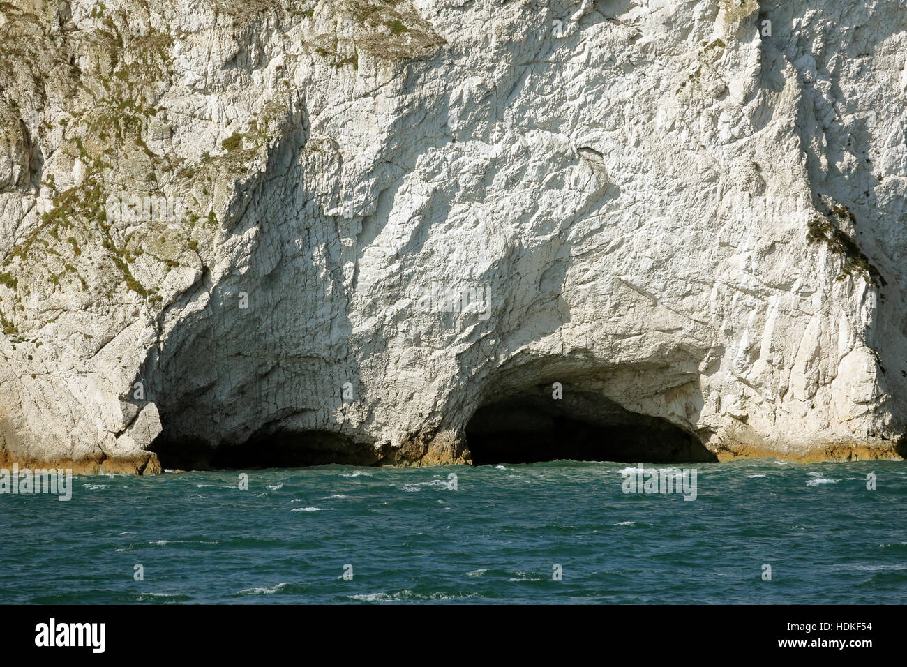 Striking caves in chalk and cliff structures from Swanage Ballard Point ...