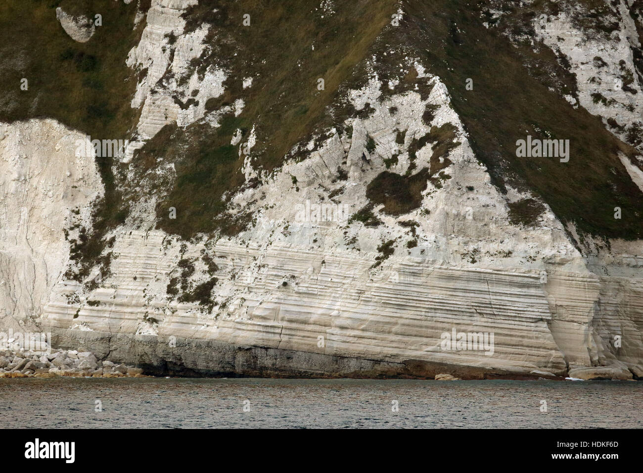 Chalk Cliff structure at White Nothe end of Ringstead Bay near Weymouth ...