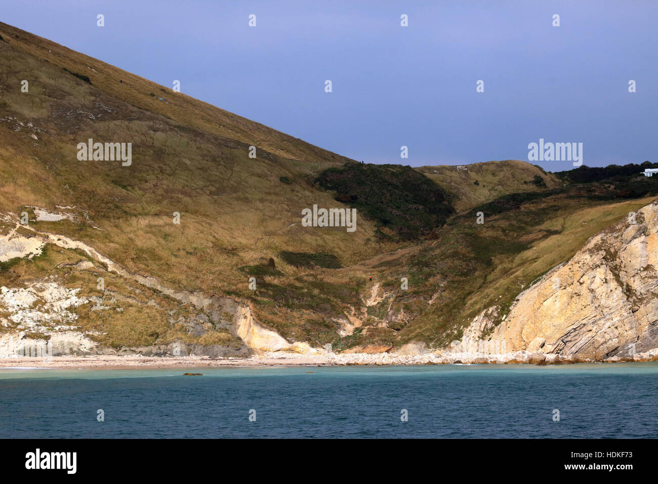 Sea facing chalk and limestone cliff structure between Durdle Door and ...