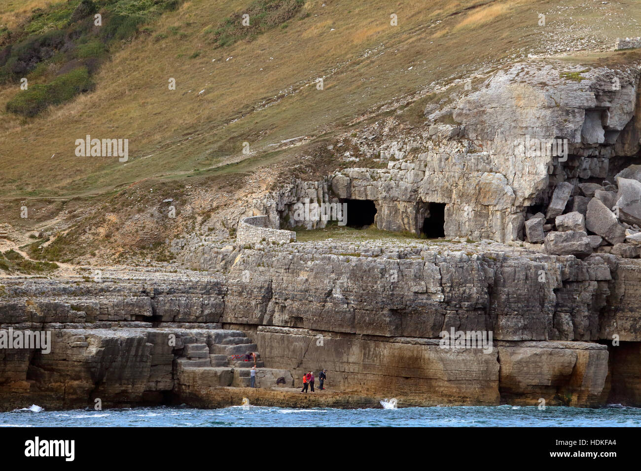 Mariner's angle on Tilly Whim Caves showing limestone rock formations ...