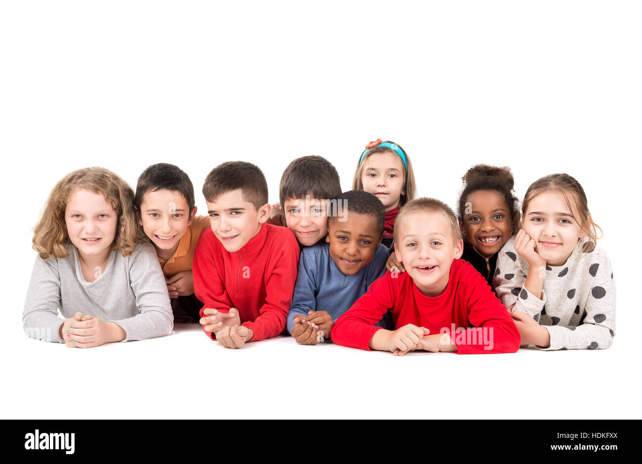 Group of happy children posing isolated in white Stock Photo - Alamy