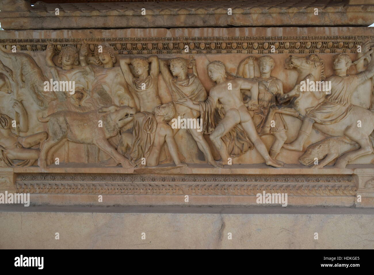 Marble Sarcophagus Of Roman Times 2nd Century A D With A Scene Of