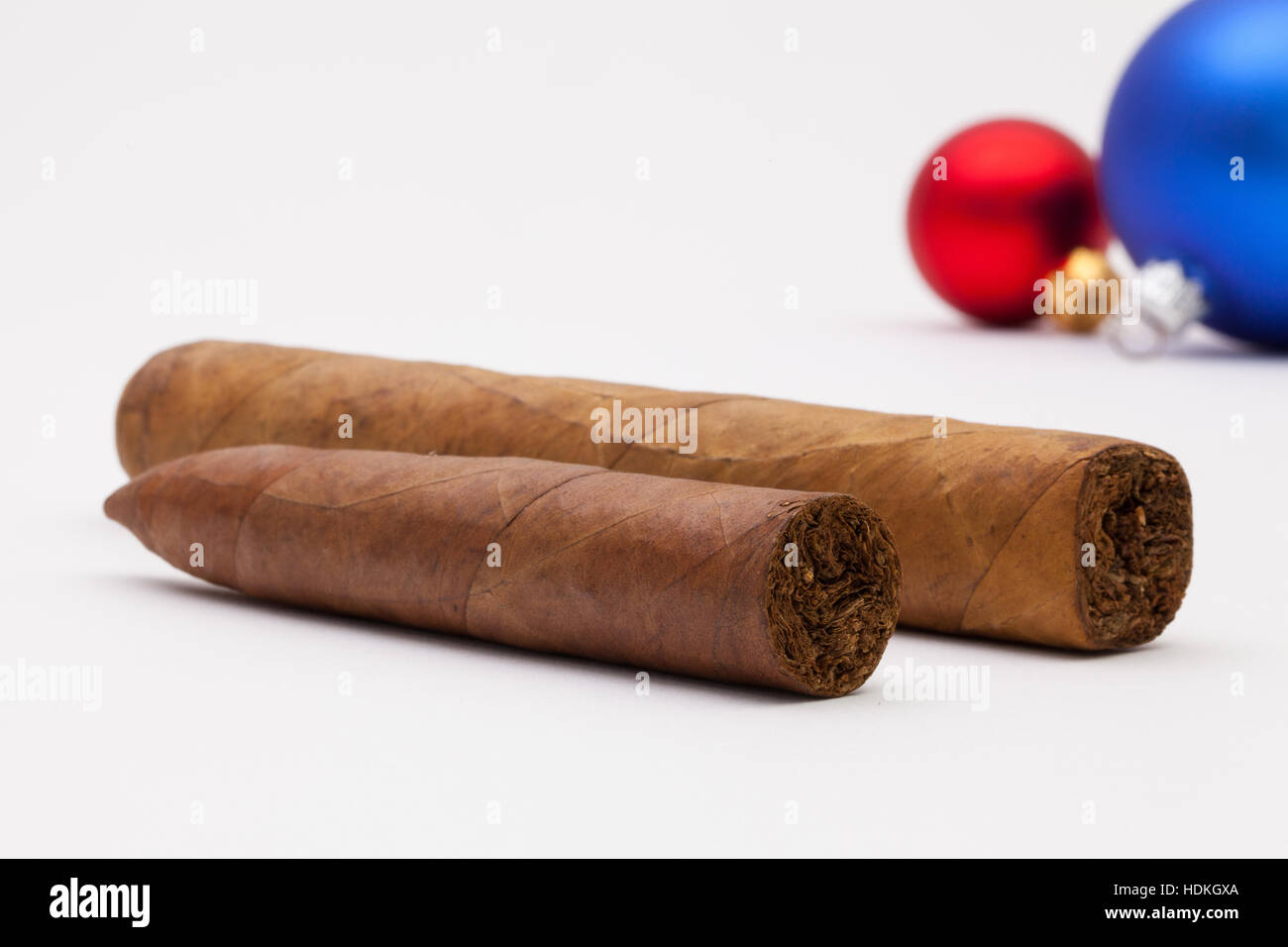 Luxury Cuban cigars and Christmas decoration Stock Photo - Alamy