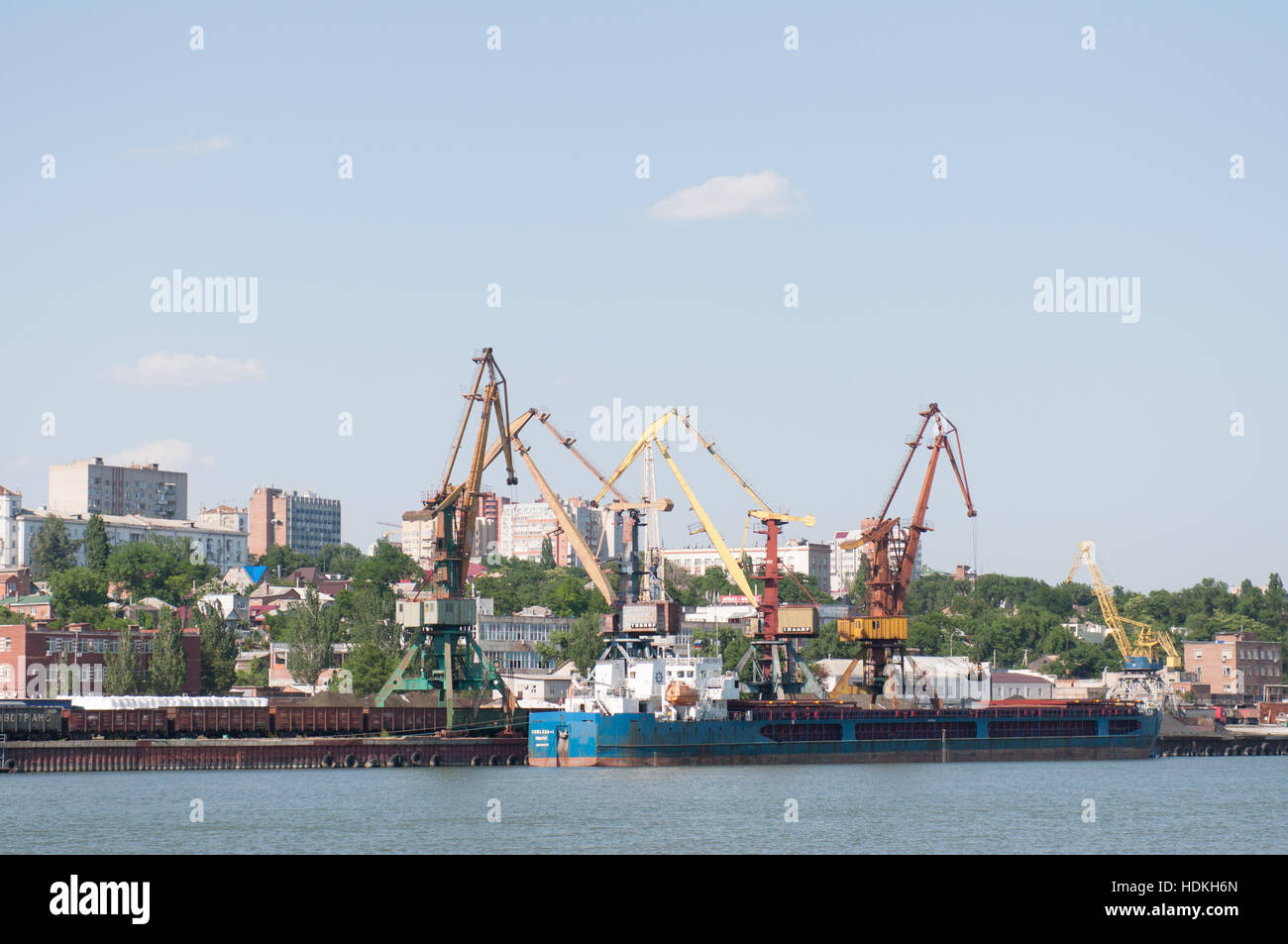 River port and the city in the background Stock Photo - Alamy