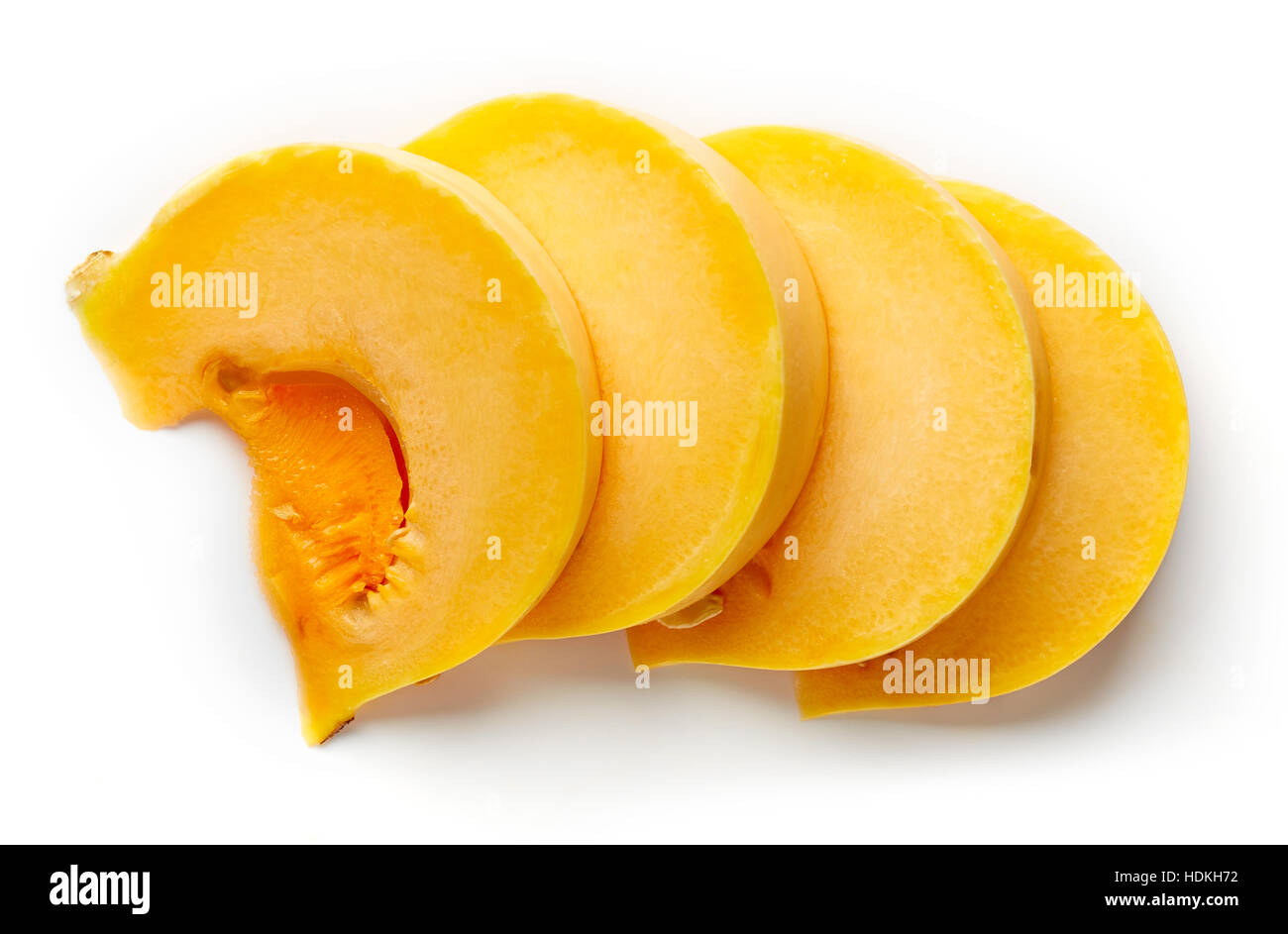 Pumpkin slices isolated on white background, top view Stock Photo - Alamy