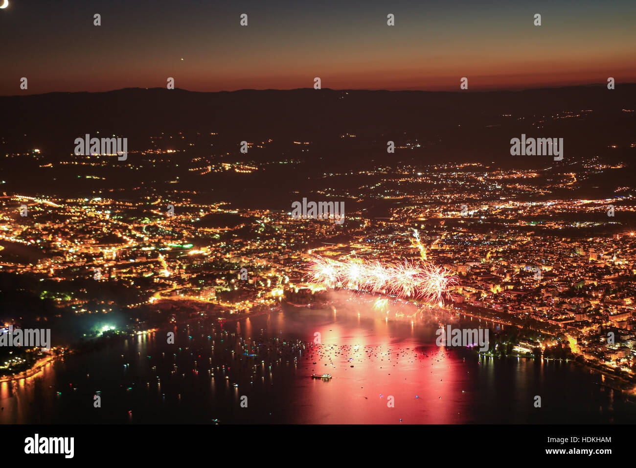 Night view of Annecy during the lake festival Stock Photo - Alamy