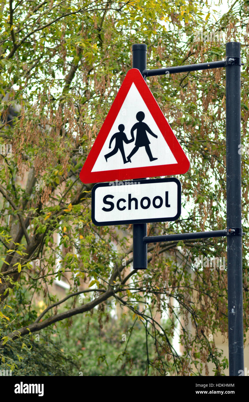 Street sign warning beware of school children Stock Photo - Alamy