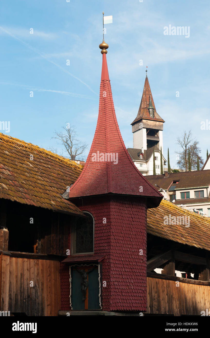Switzerland: details of the Spreuer Bridge, the Mill Bridge, built in ...