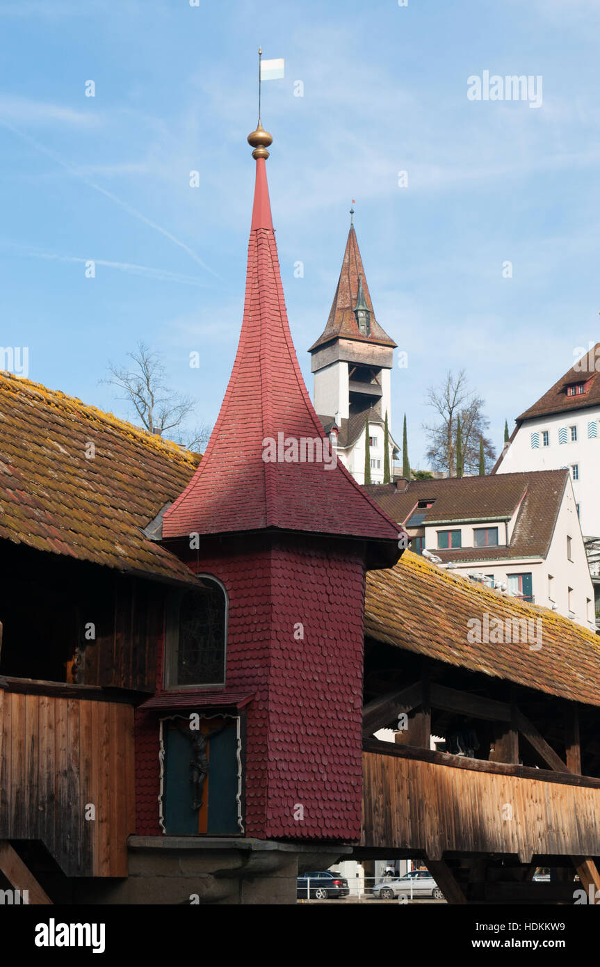 Switzerland: details of the Spreuer Bridge, the Mill Bridge, built in ...