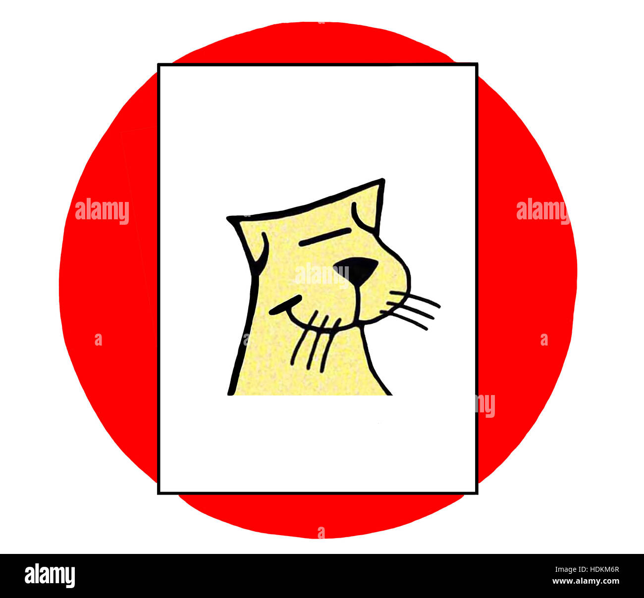 Color illustration of a yellow cat - head and neck Stock Photo - Alamy