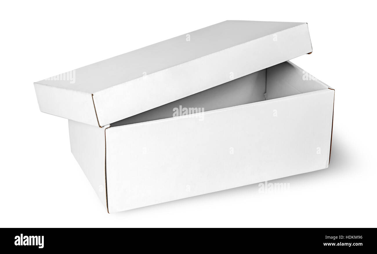 Ajar empty white box with lid isolated on white background Stock Photo ...