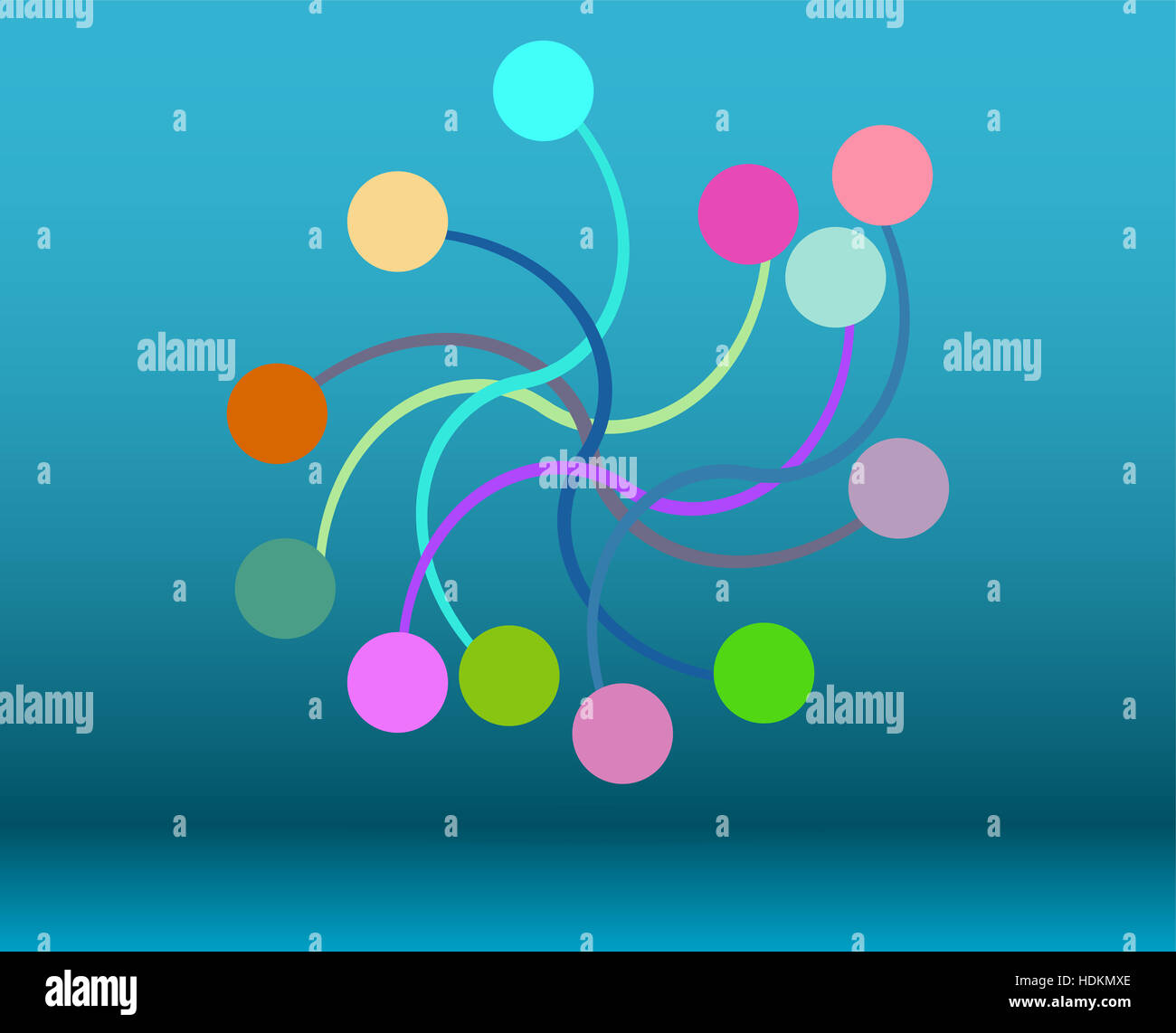 Social media network. Connected symbols for interactive, market ...