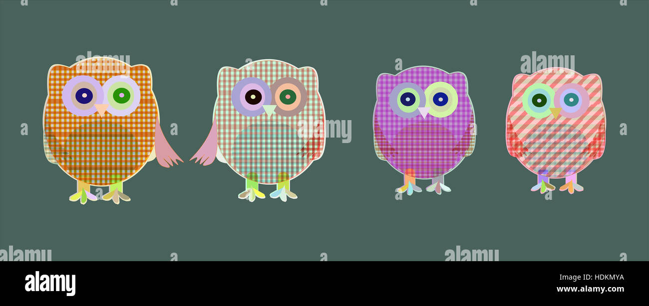 set of cute textile owls Stock Photo - Alamy