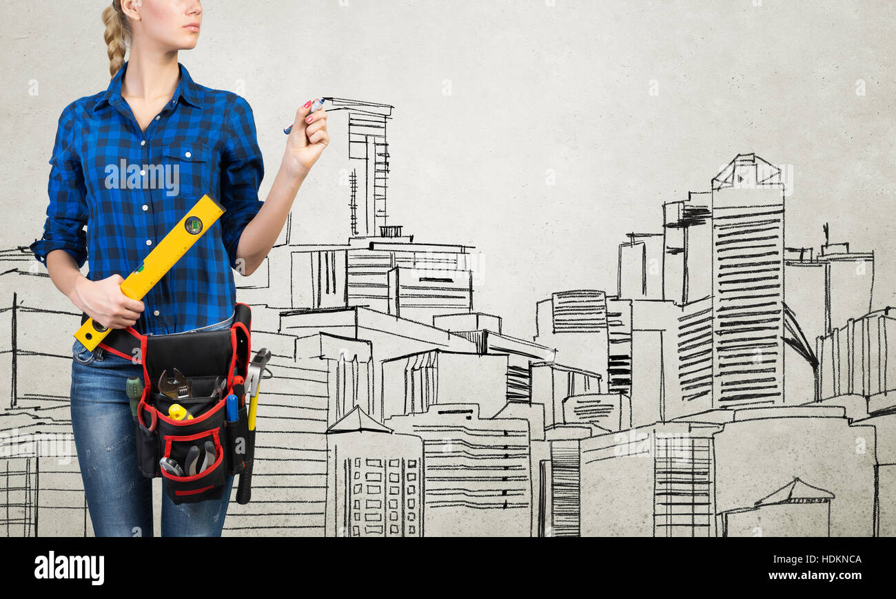 Woman engineer sketching her ideas Stock Photo - Alamy