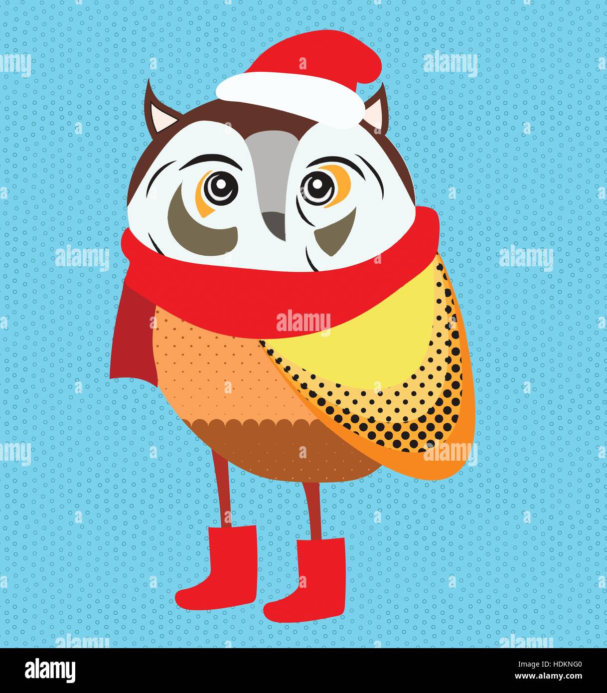 Christmas owl wearing red santa hat and scarf Stock Vector Image & Art ...