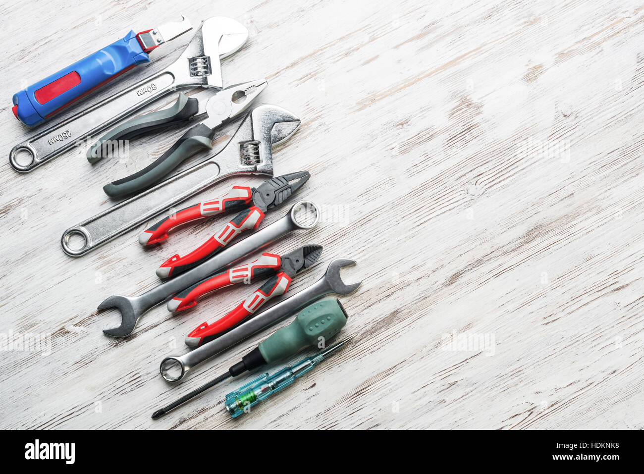 Instruments on wooden table Stock Photo - Alamy