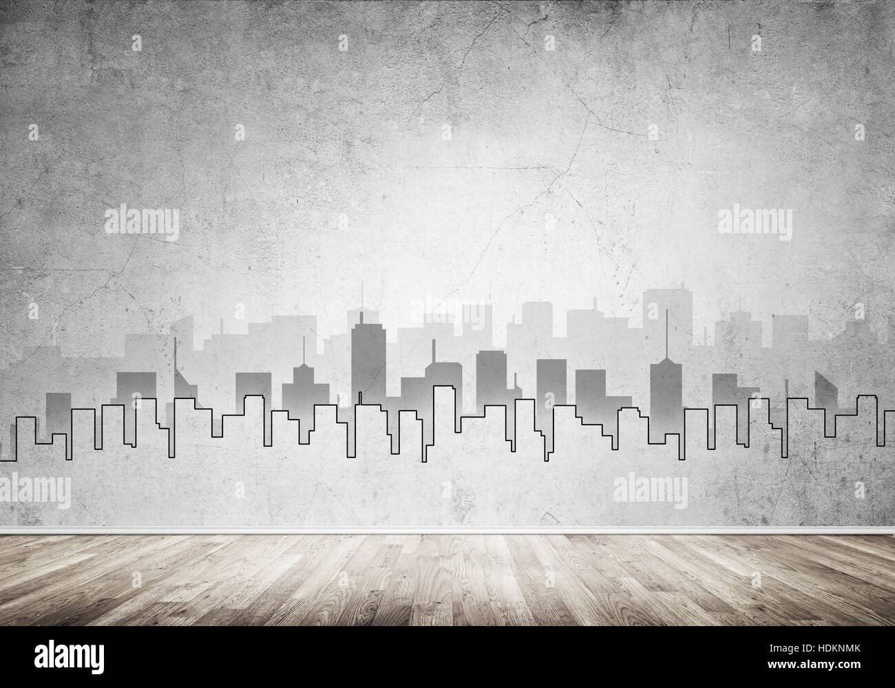 City design on wall Stock Photo - Alamy
