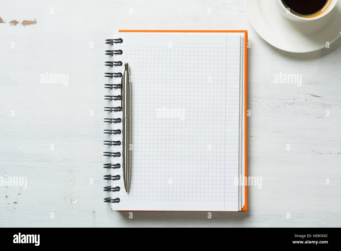 Coffee with notepad and pen Stock Photo - Alamy