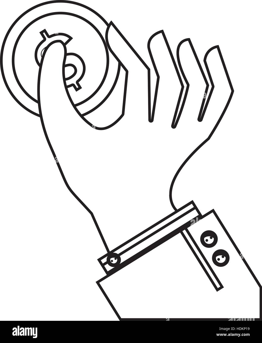 hand human with coin vector illustration design Stock Vector Image ...
