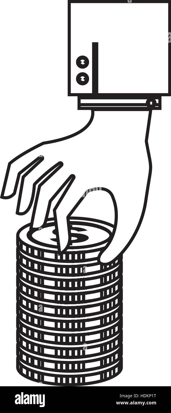 hand human with coin vector illustration design Stock Vector Image ...