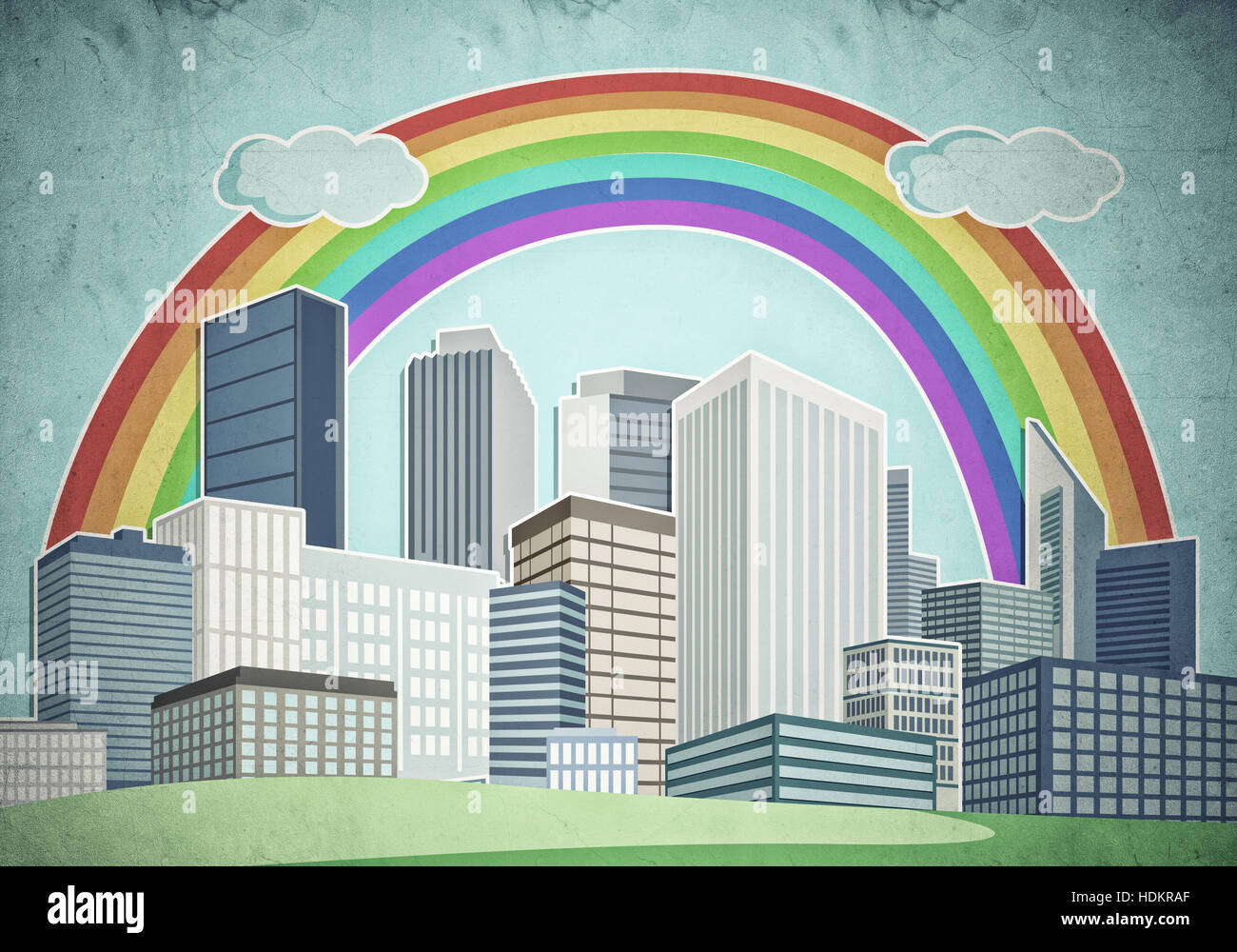 Drawn colorful cityscape Stock Photo - Alamy