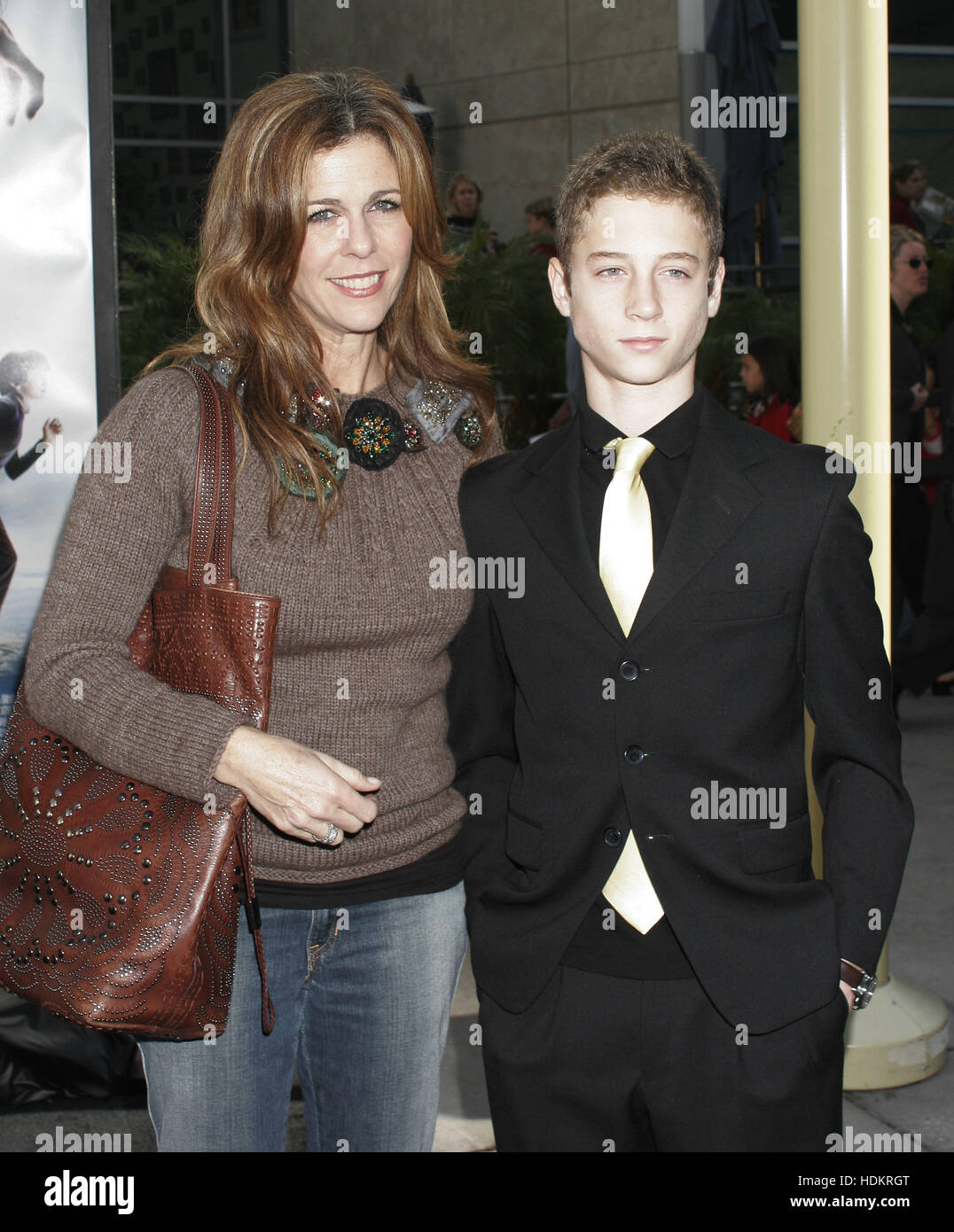 Rita Wilson and her son, Chester Hanks, at the premiere of the film ...
