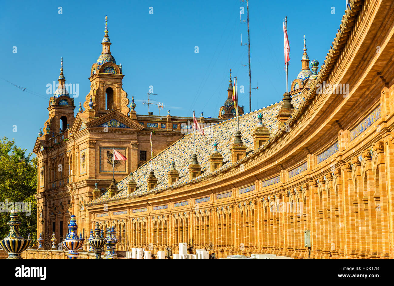 Main building of Plaza de Espana, an architecture complex in Seville ...
