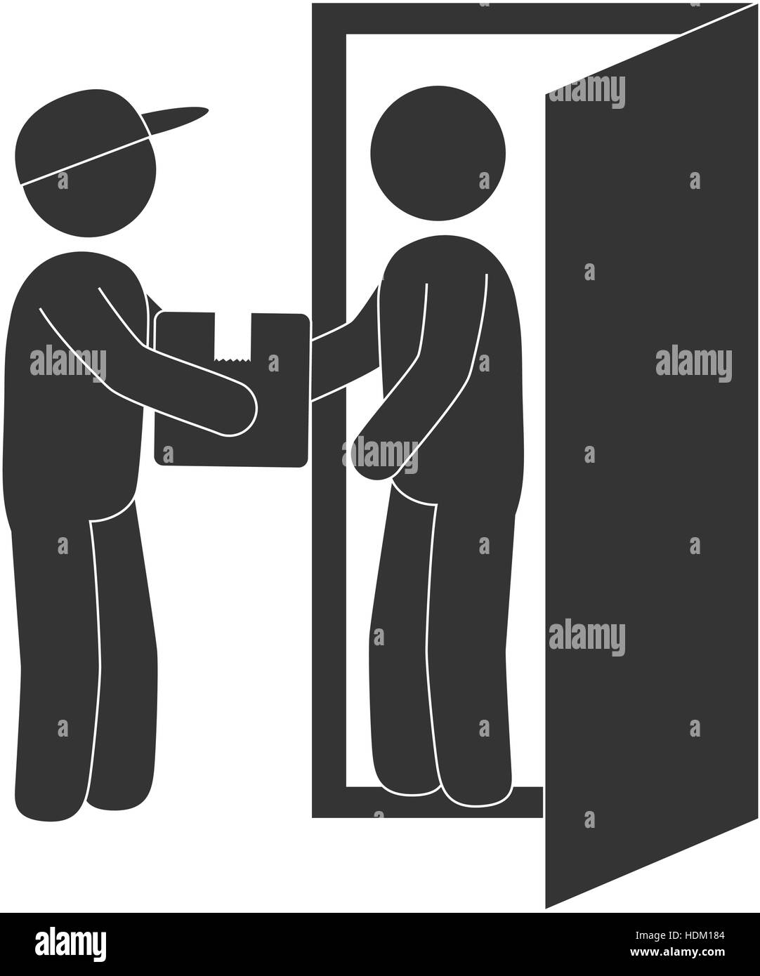 Delivery service avatar vector illustration Black and White Stock ...