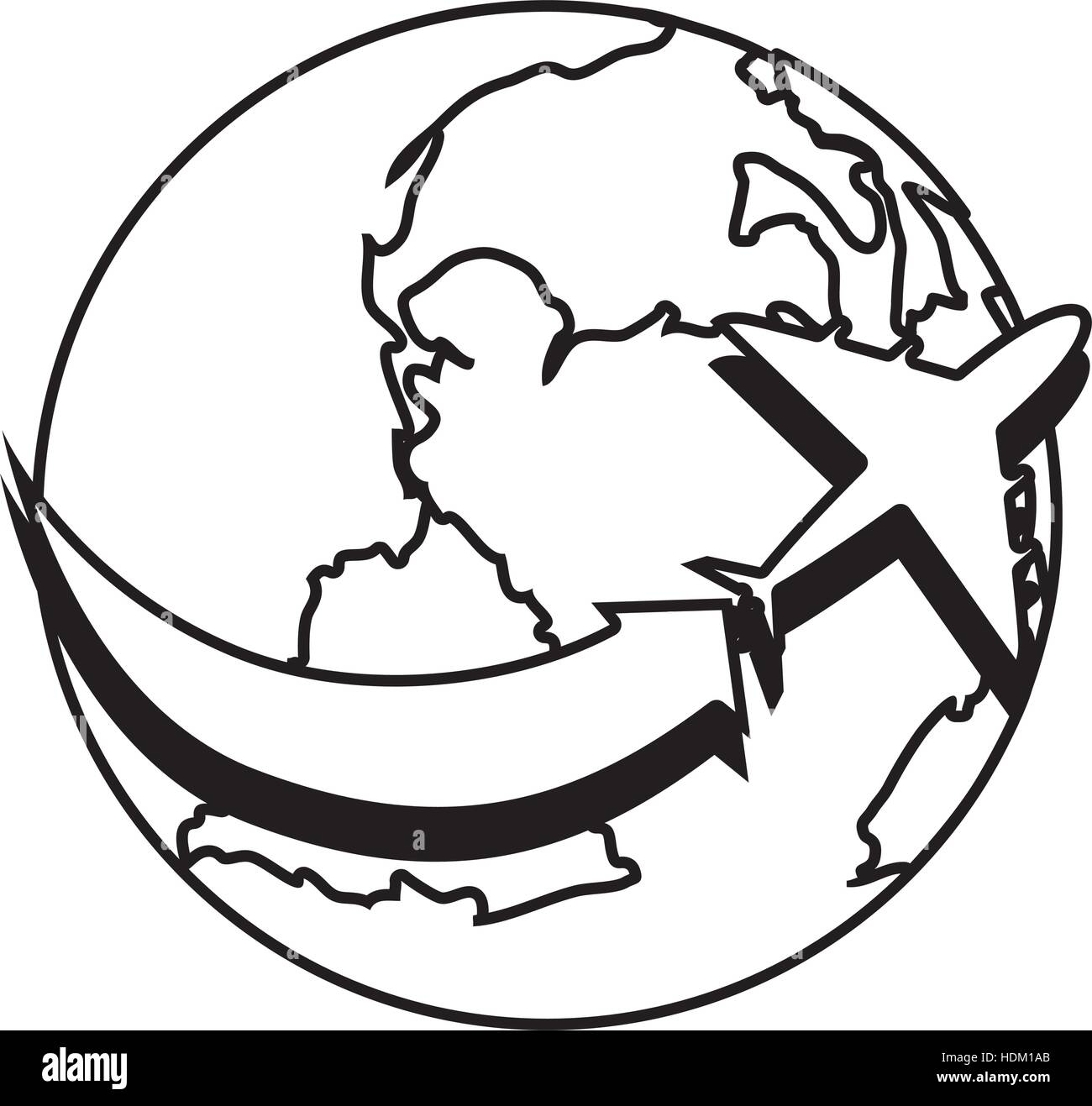 world planet earth with airplane isolated icon vector illustration ...