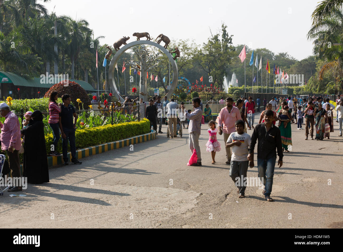 HYDERABAD, INDIA - DECEMBER 11,2016 Visitors at the Nehru Zoological ...