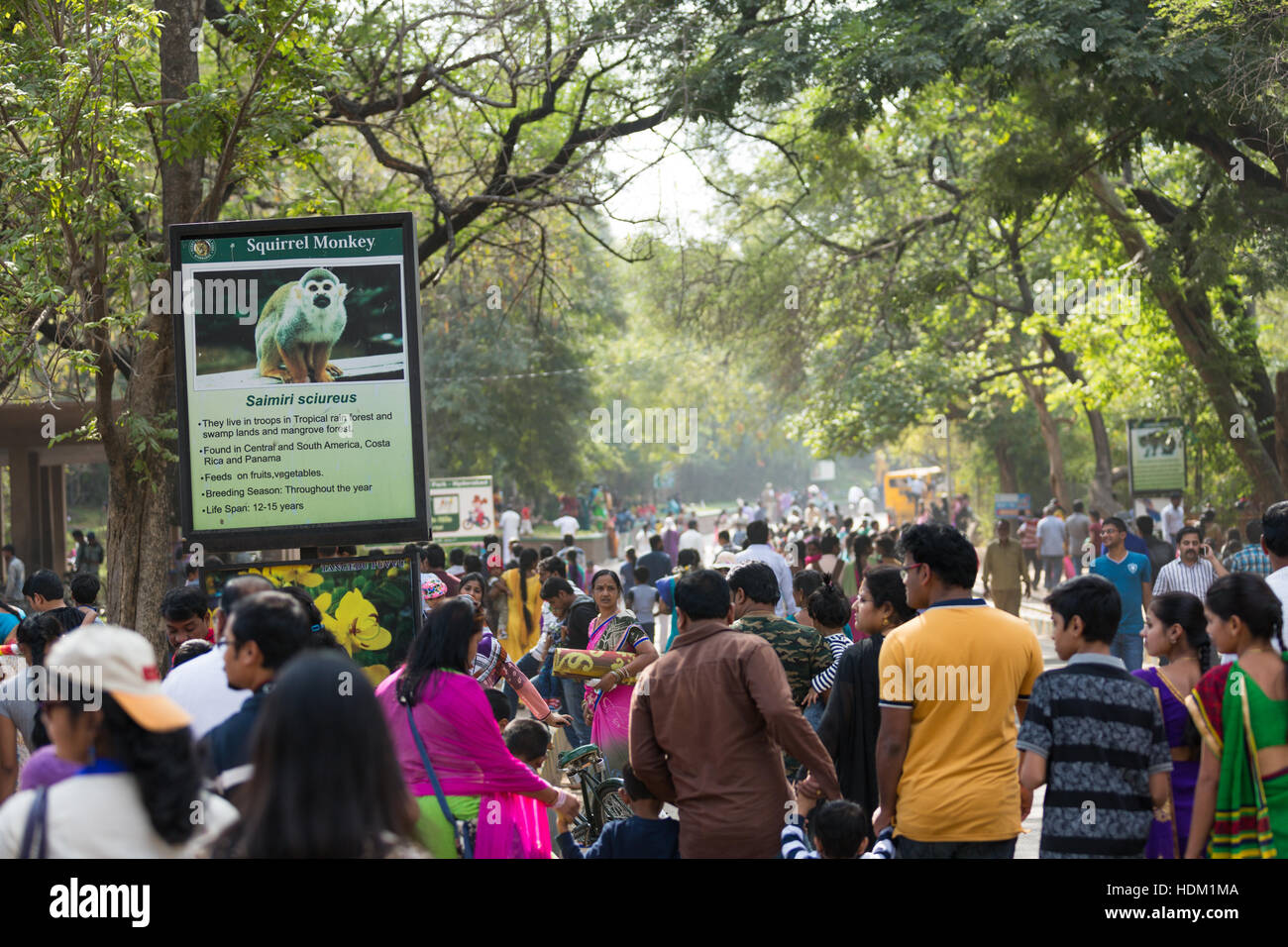 HYDERABAD, INDIA - DECEMBER 11,2016 Visitors at the Nehru Zoological ...