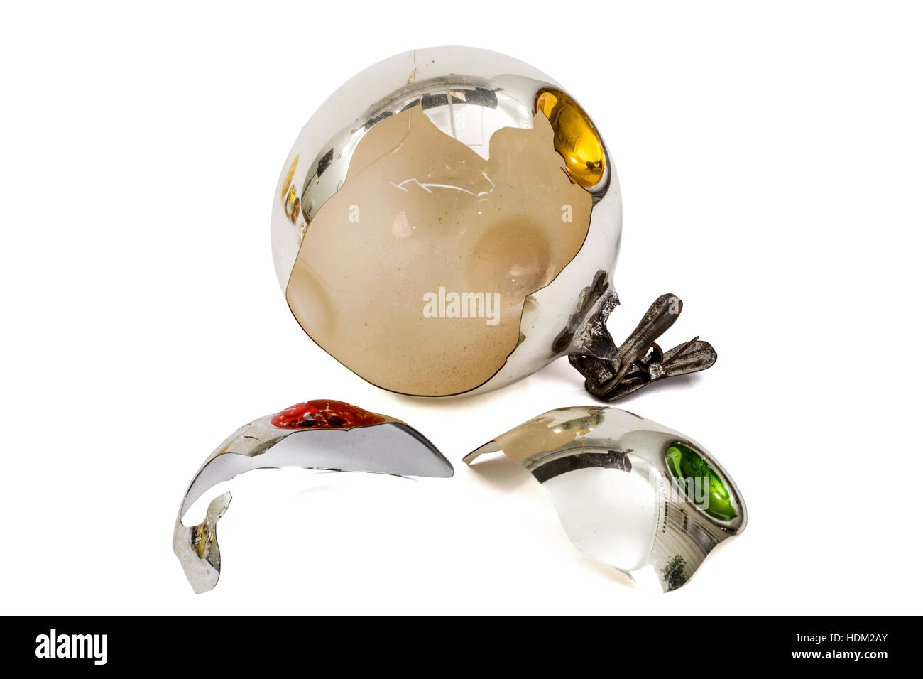 Broken Christmas ball, isolated on a white background Stock Photo - Alamy