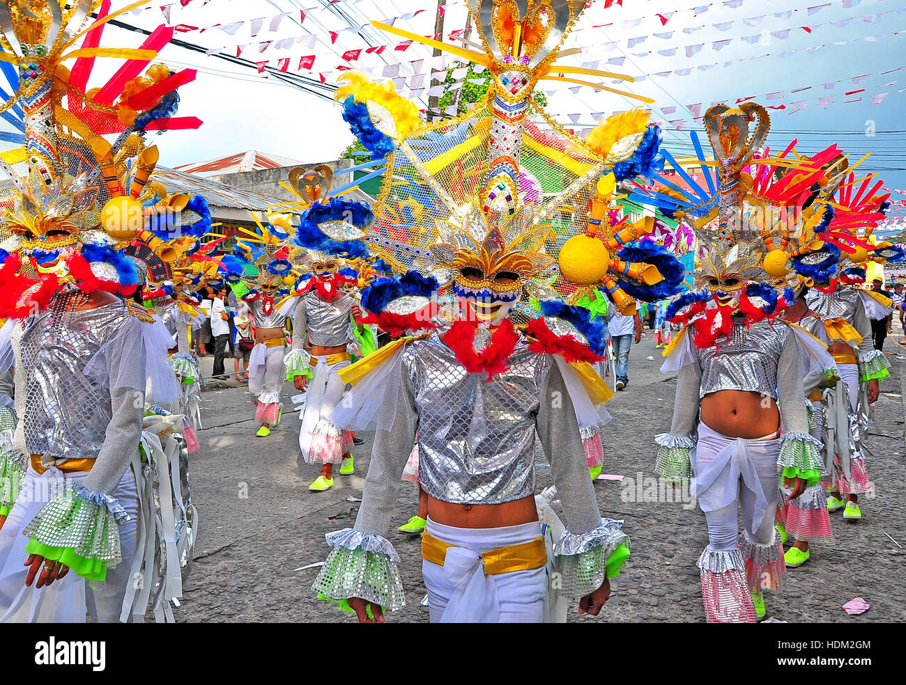 Street performers dancing during the Masskara Festival in Bacolod City ...