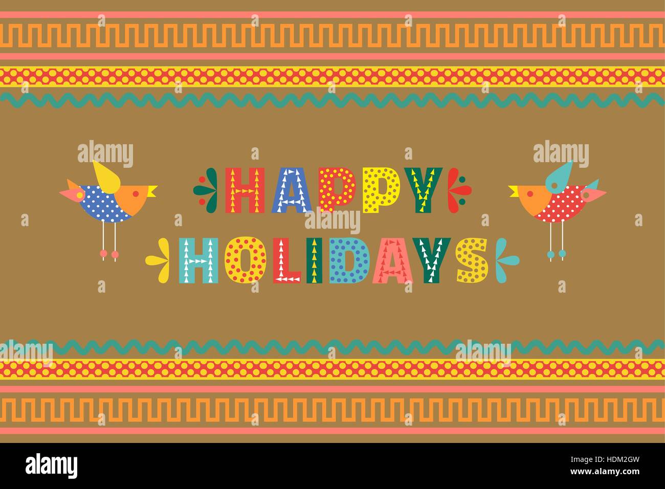 Happy Holidays cute fancy colorful letters Stock Vector Image & Art - Alamy