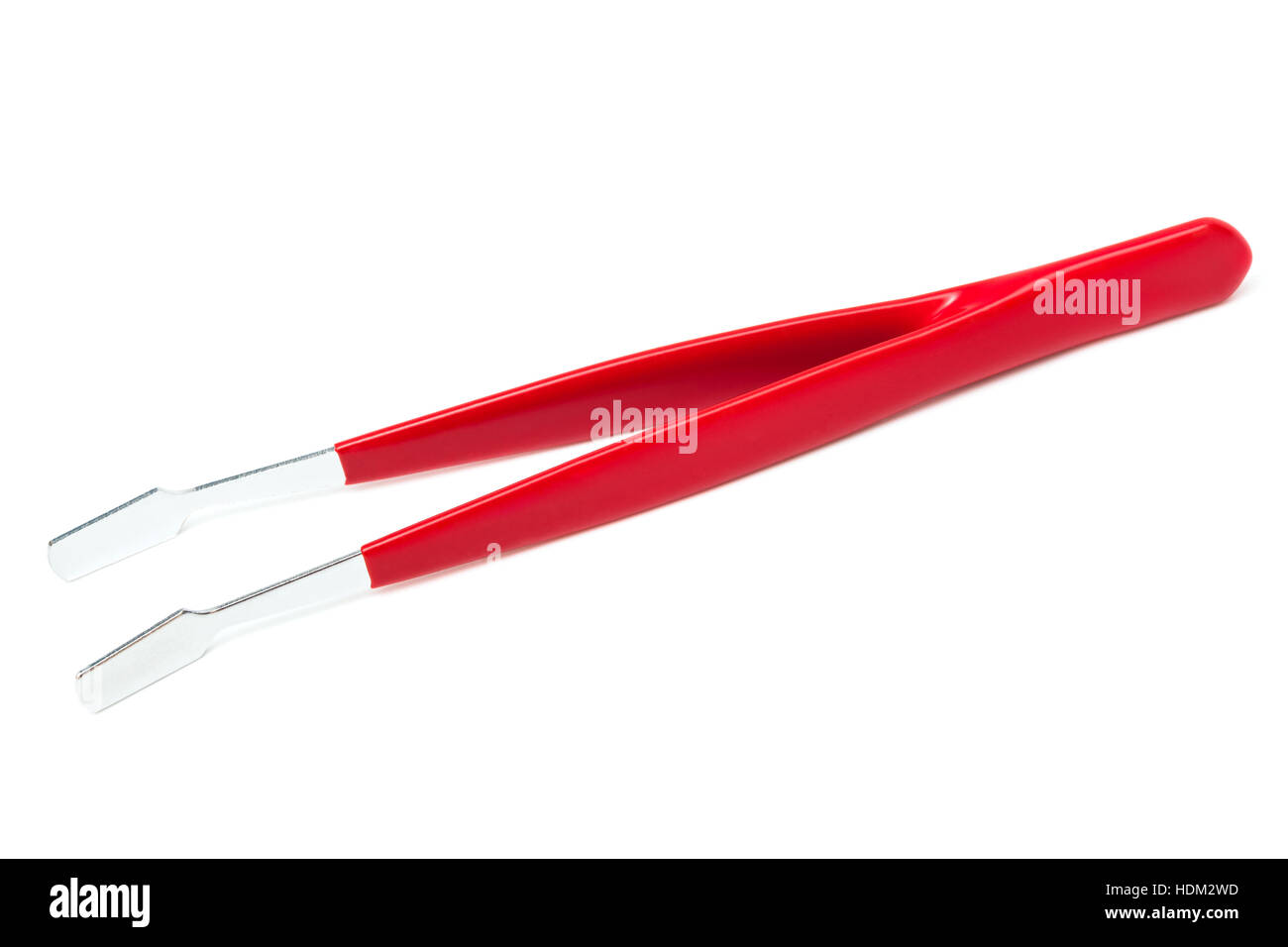 new red tweezers on a white background Stock Photo - Alamy