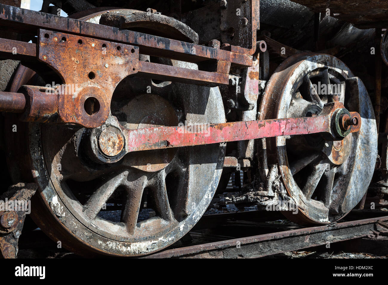 old steam locomotive wheels close up Stock Photo - Alamy