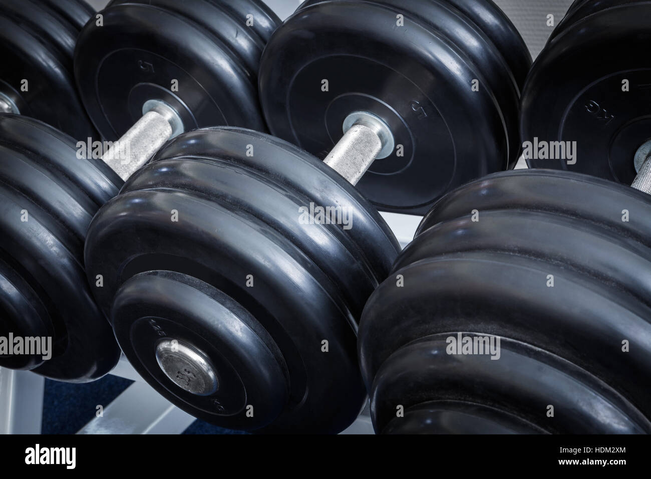 dumbbell close up in a sports club Stock Photo - Alamy