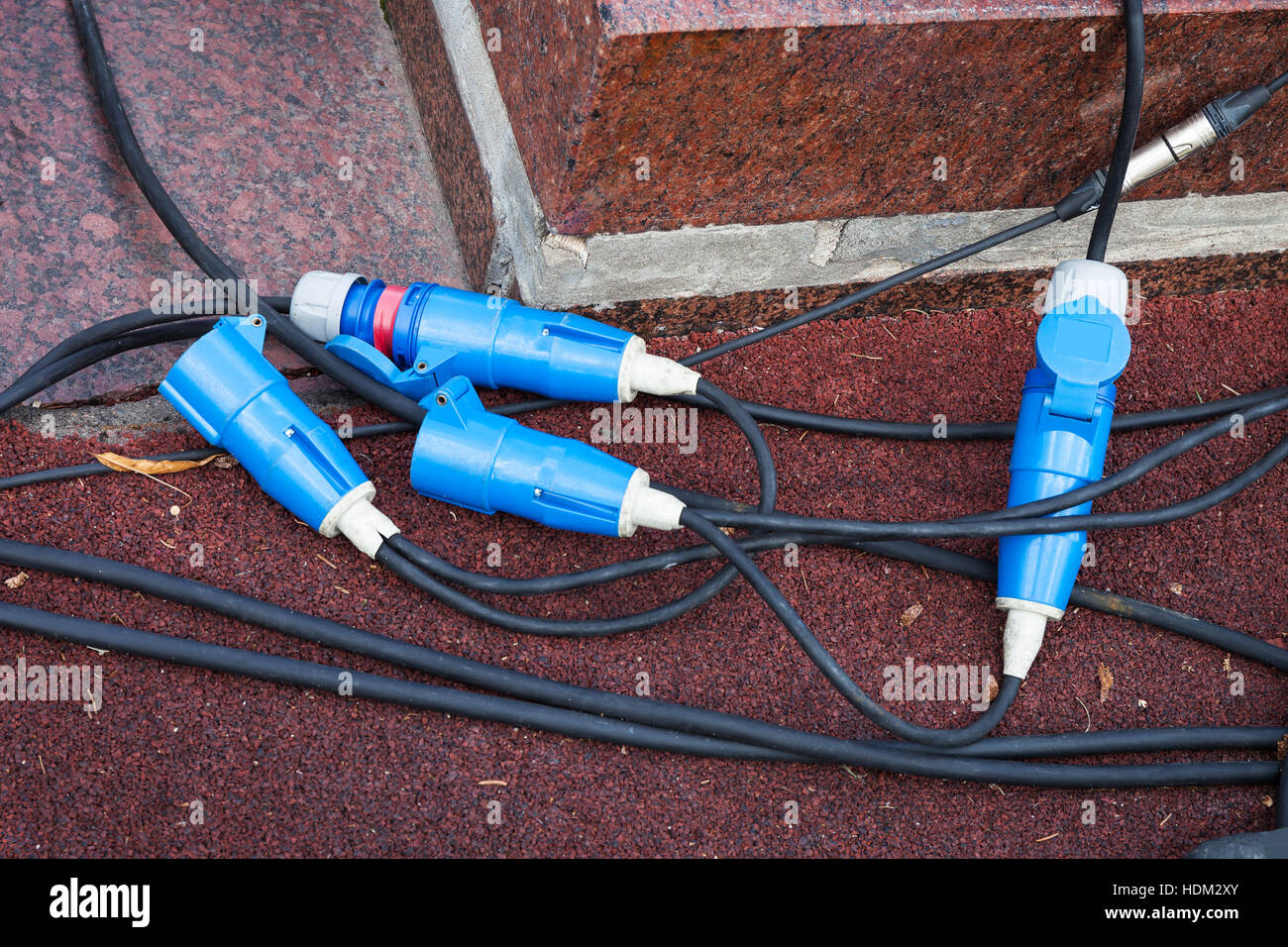 powerful modern electrical wires outdoors Stock Photo - Alamy