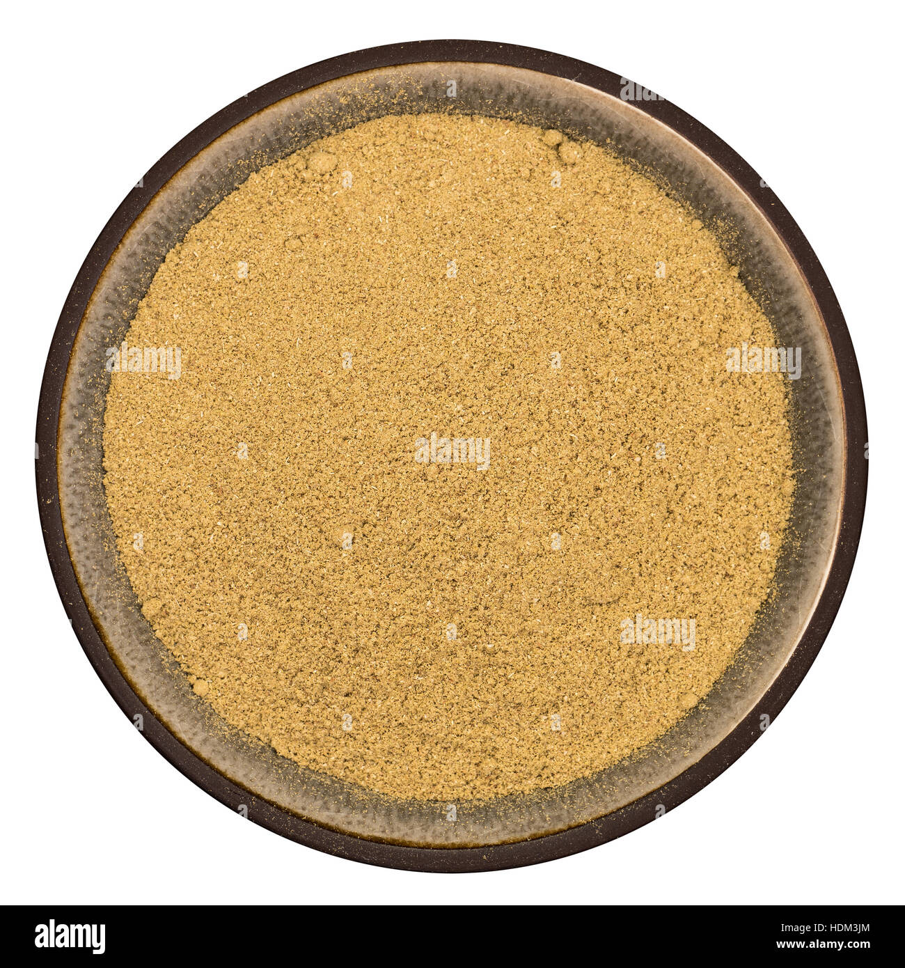 Bio organic rosemary powder in ceramic bowl isolated on white ...