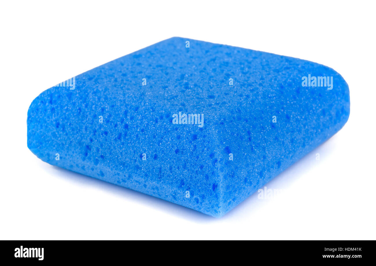 Blue sponge isolated on white background Stock Photo - Alamy