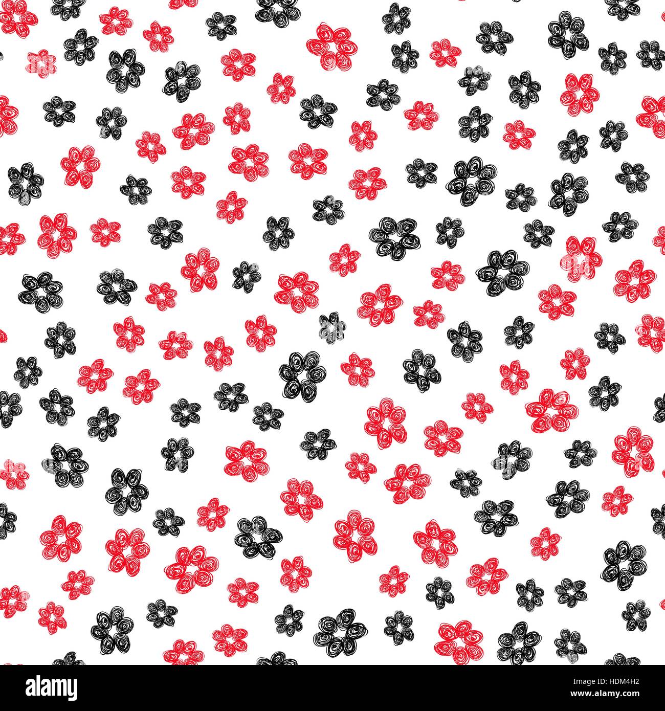Hand Drawn Flower Pattern Red Black White Stock Vector Image & Art - Alamy