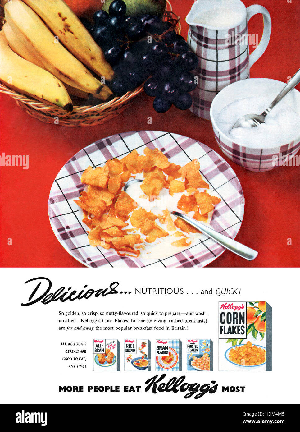 1955 British advertisement for Kellogg's Corn Flakes Stock Photo - Alamy