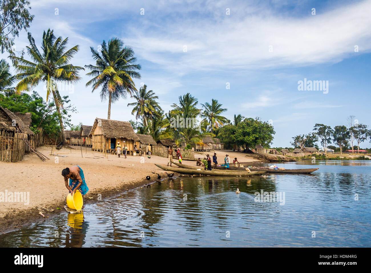 Malagasy typical village along the Pangalanes channel, eastern ...
