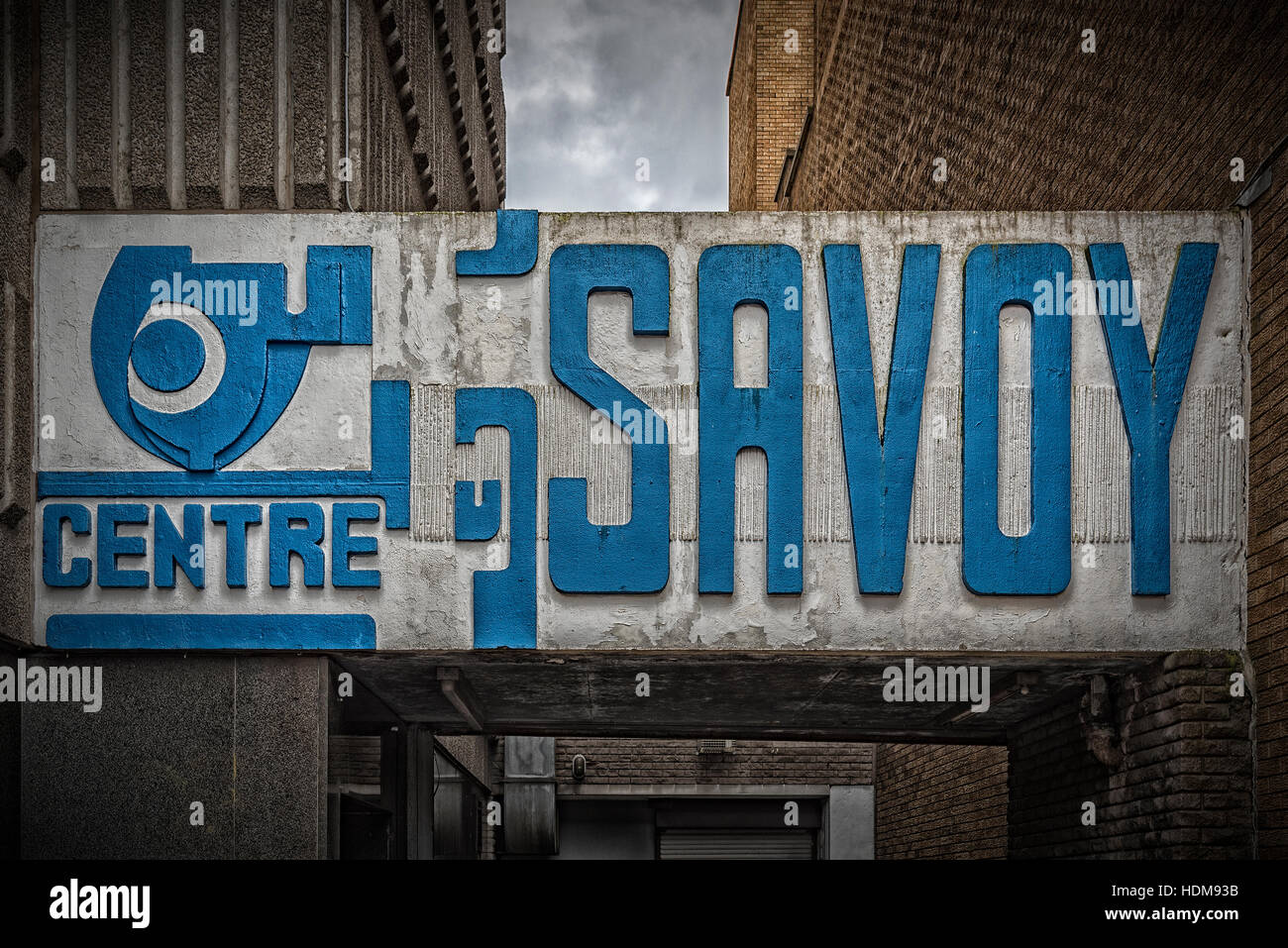 The iconic sign for the savoy centre situated in the city centre of ...